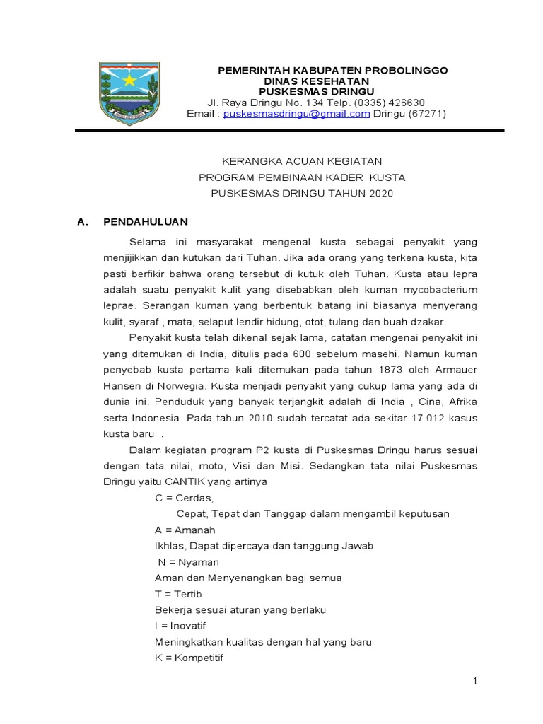 KAK Pembinaan Kader Kusta | PDF