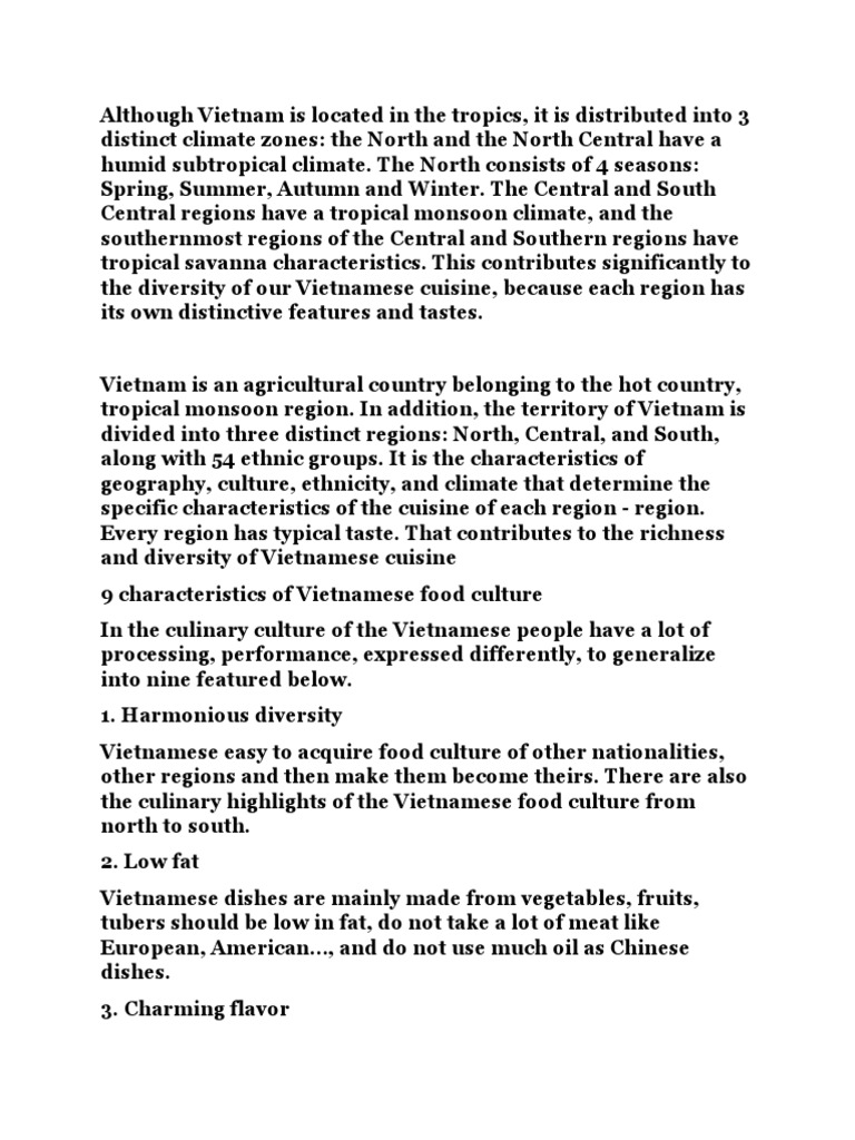 9 Characteristics of Vietnamese Food Culture | PDF | Vietnamese Cuisine ...