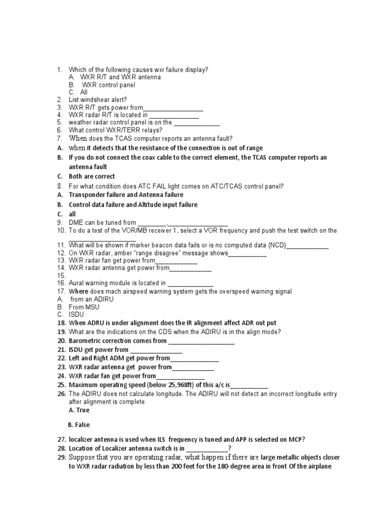 ATA 34 Worksheet 2021 | PDF | Radar | Radio