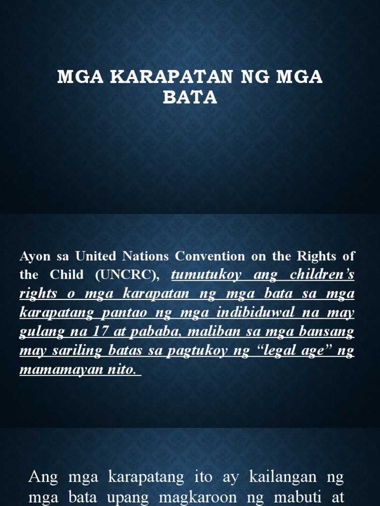 Mga Karapatan NG Mga Bata | PDF