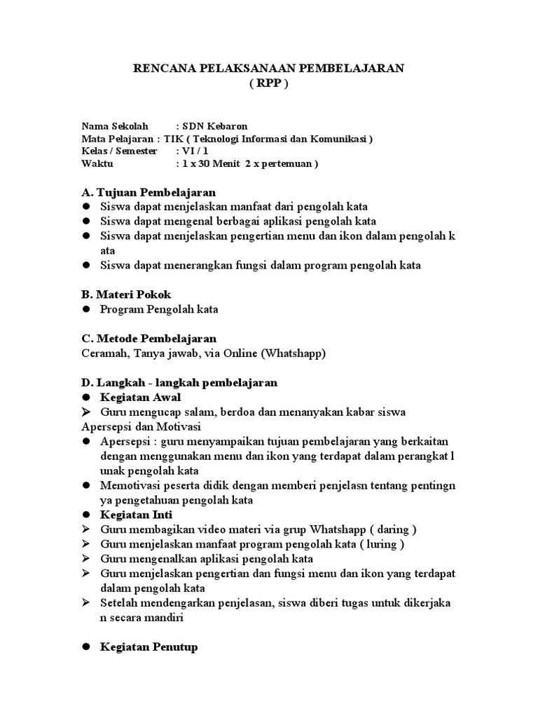 RPP Tik | PDF | Karier & Perkembangan | Ilmu Sosial