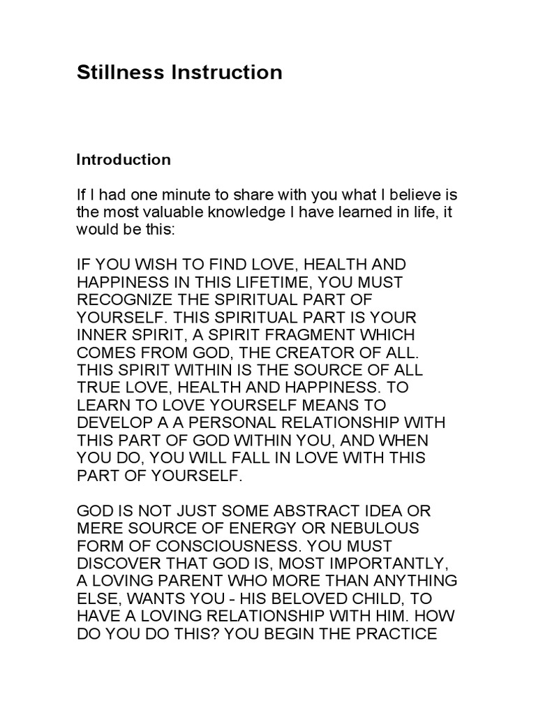 Stillness Instruction | PDF | Love | Spirituality