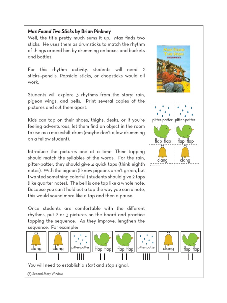 Max Found Two Sticks by Brian Pinkney: Clang Clang Clang | PDF ...