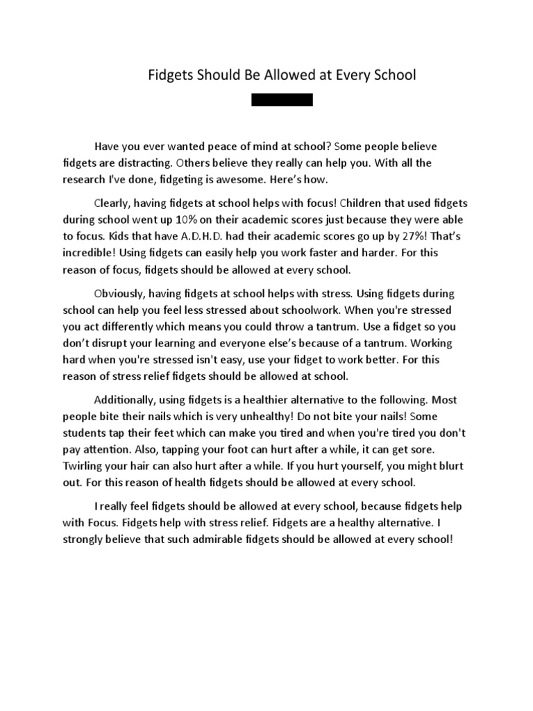 Fidgets Should Be Allowed at Every School: by Sam Kieffer | PDF