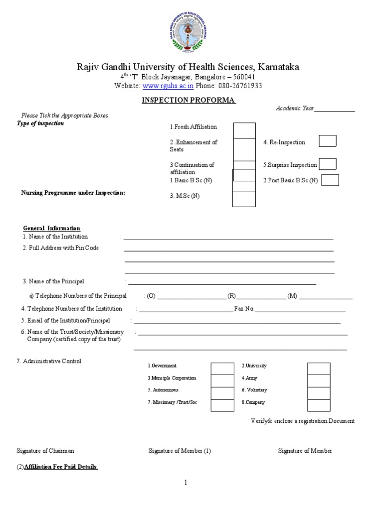 NURSING LIC Inspection Performa | PDF
