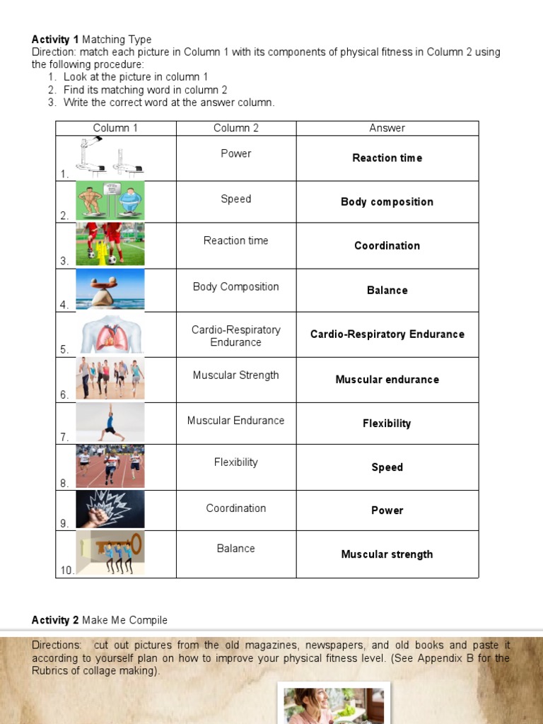 Activity 1 Matching Type, Collage, Physical Fitness Test | PDF ...