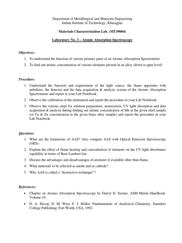 Lab 03 - Atomic Absorption Spectros | PDF