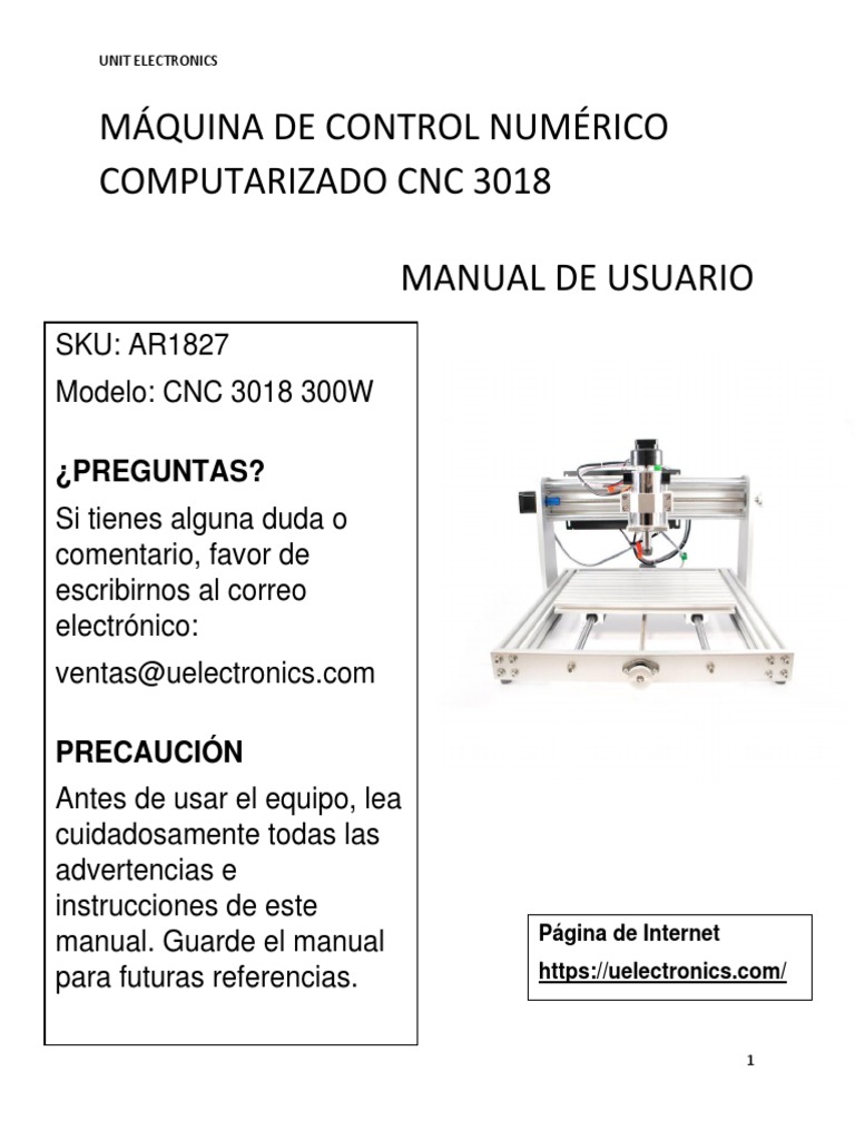 Máquina de Control Numérico Computarizado CNC 3018 | PDF
