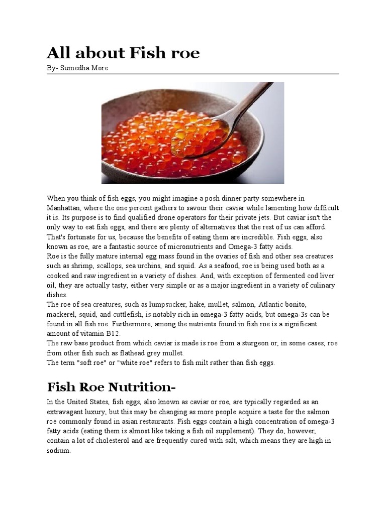 Fish Roe | PDF | Fat | Nutrition