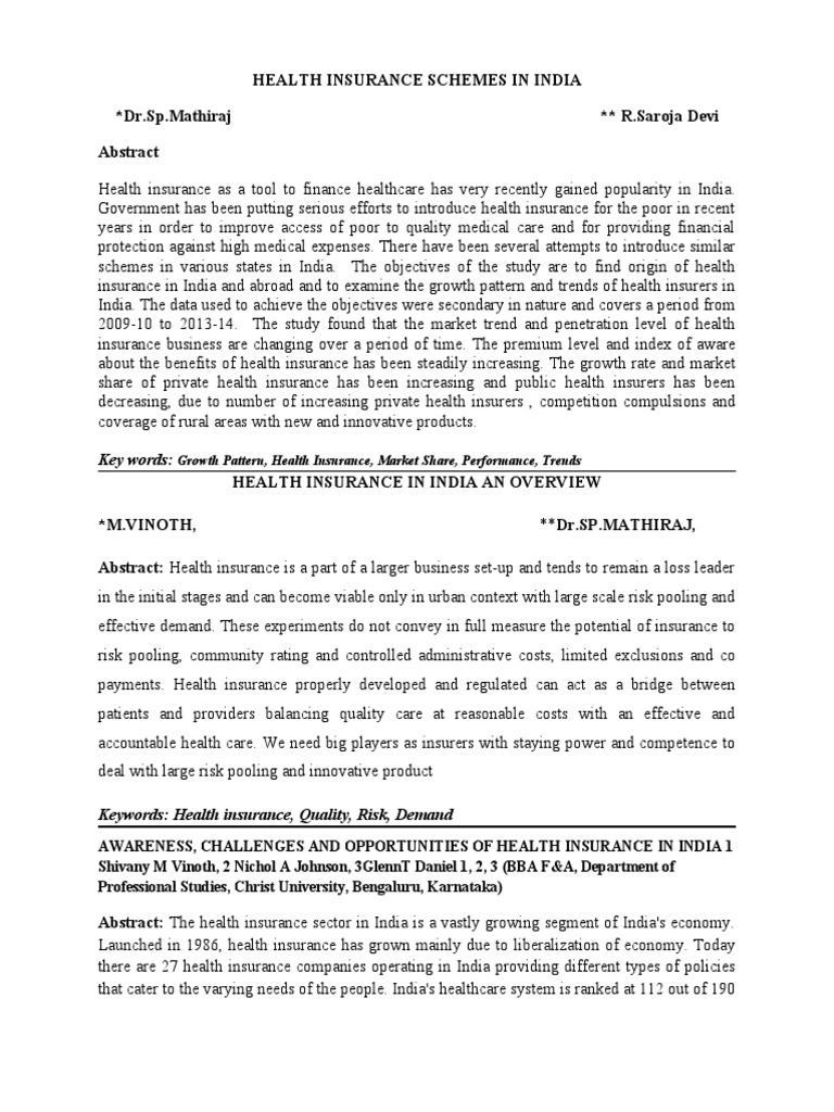 Trends in Health Insurance in India | PDF | Insurance | Health Care