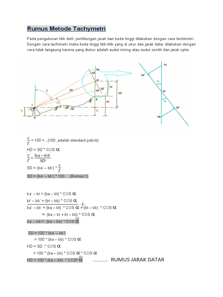 RUMUS METODE TACHIMETRI | PDF