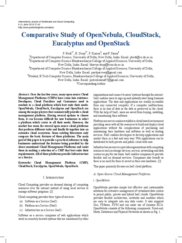 Comparative Study of Opennebula, Cloudstack, Eucalyptus and Openstack | PDF | Cloud Computing ...