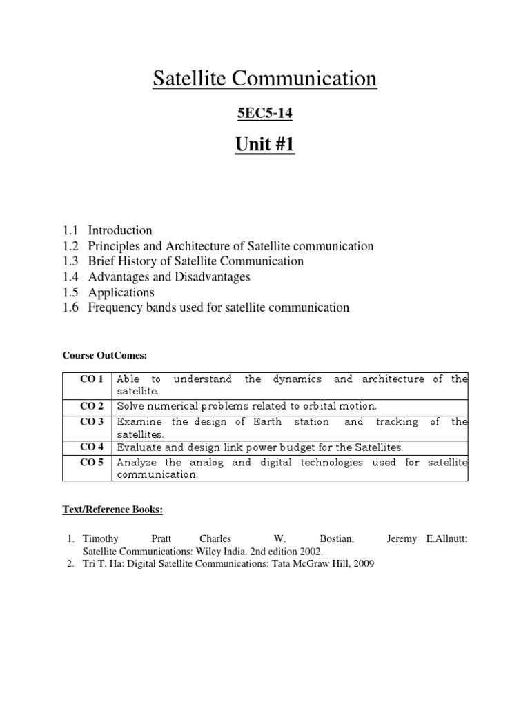 UNIT 1 Satellite Communication | PDF | Communications Satellite | Satellite