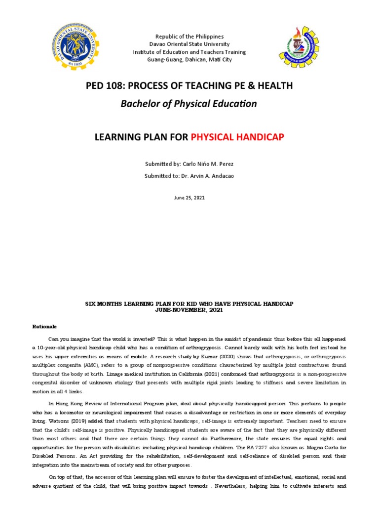Ped 108: Process of Teaching Pe & Health: Bachelor of Physical Education | Download Free PDF ...