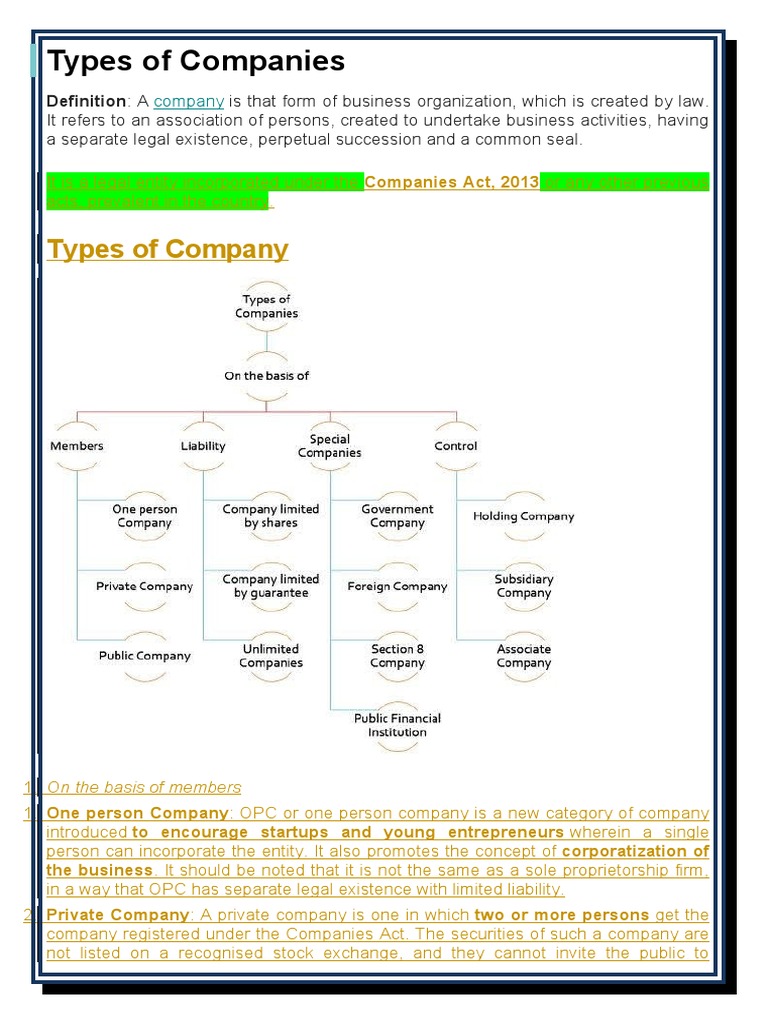 Types of Company | PDF | Companies | Legal Liability