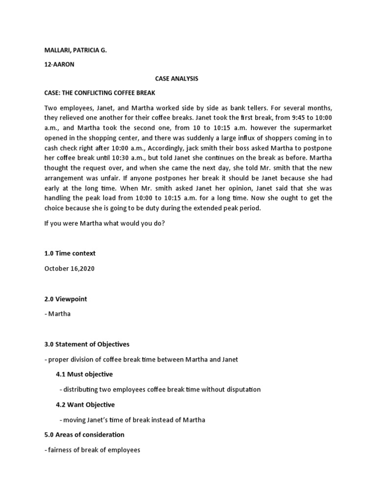 Mallari, Patricia G. 12-AARON Case Analysis Case: The Conflicting ...