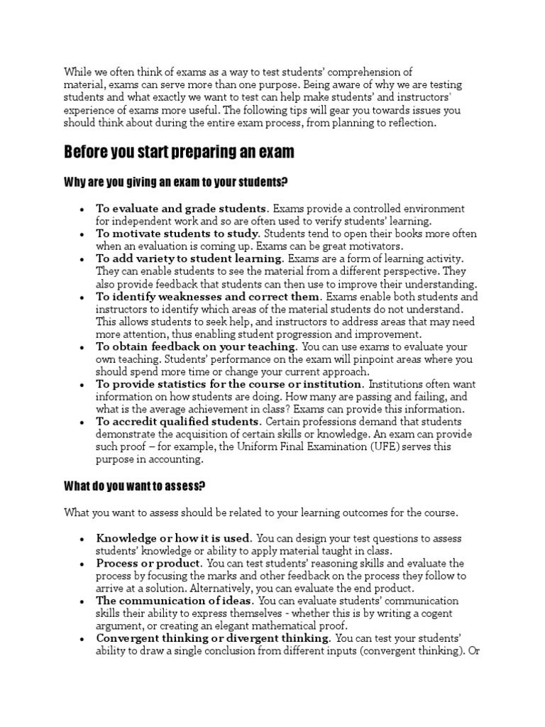 How To Make Exams | Download Free PDF | Test (Assessment) | Question