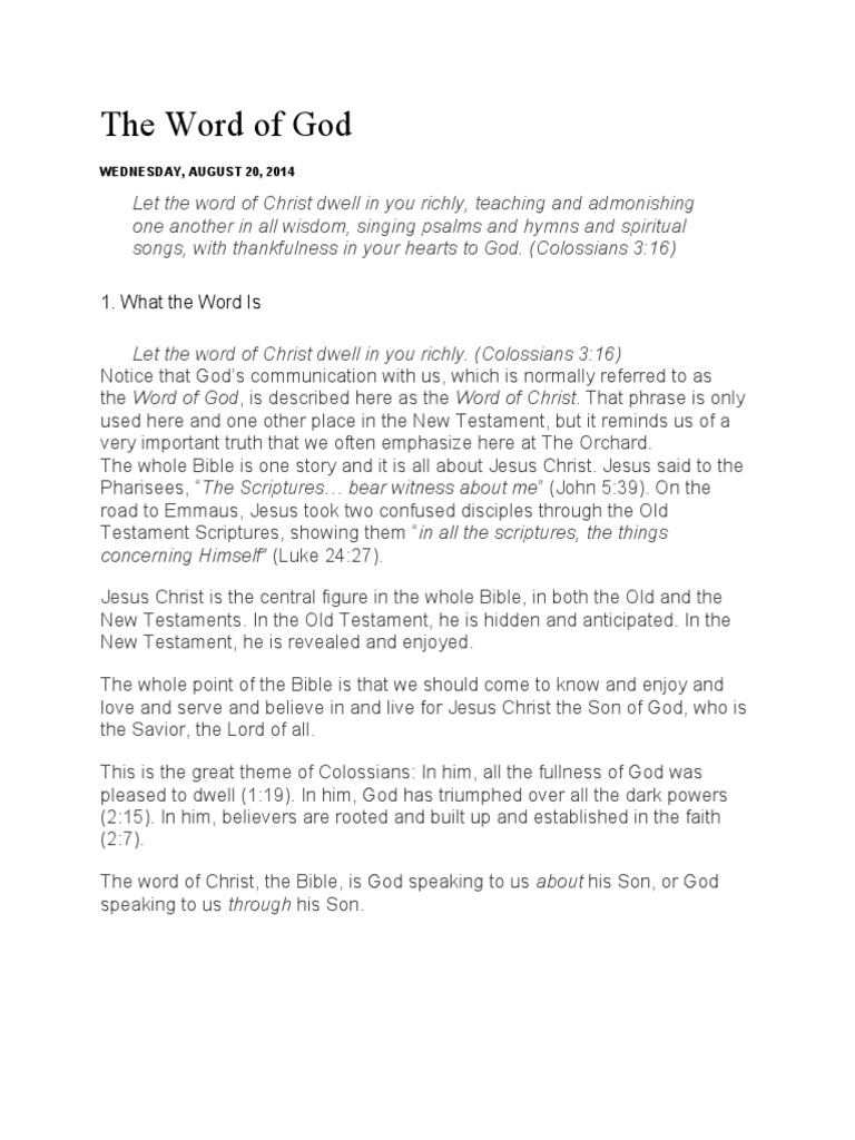 The Word of God | PDF | Bible | Jesus