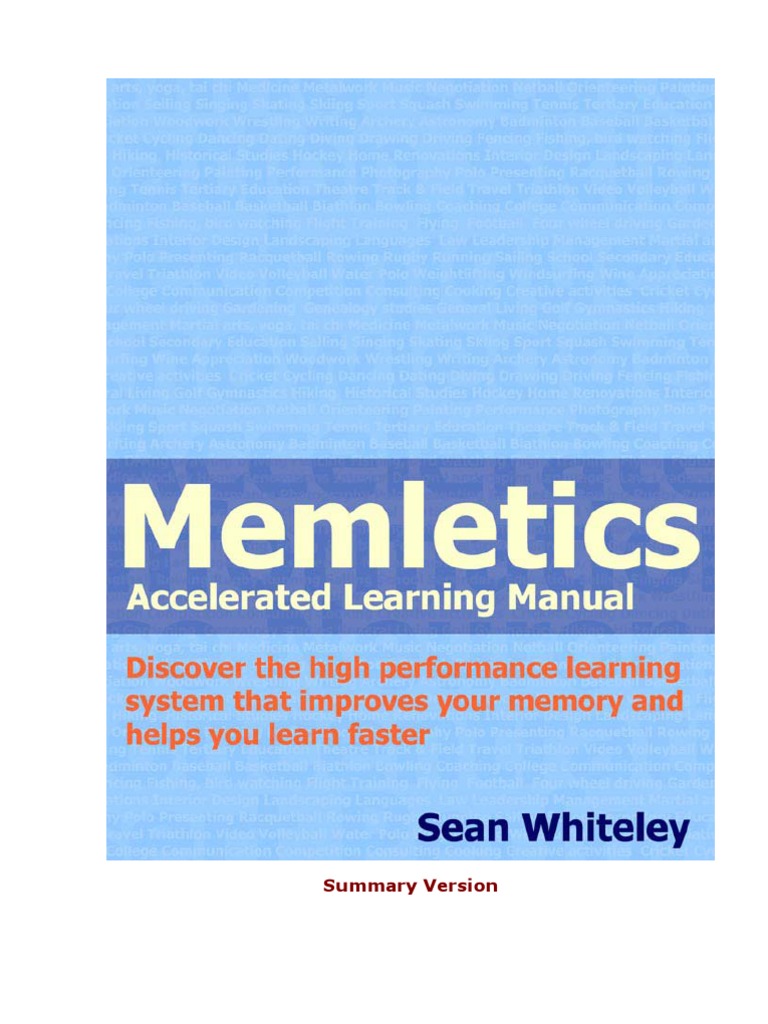 Memletics Accelerated Learning Manual - Sean Whiteley | PDF | Chemical ...