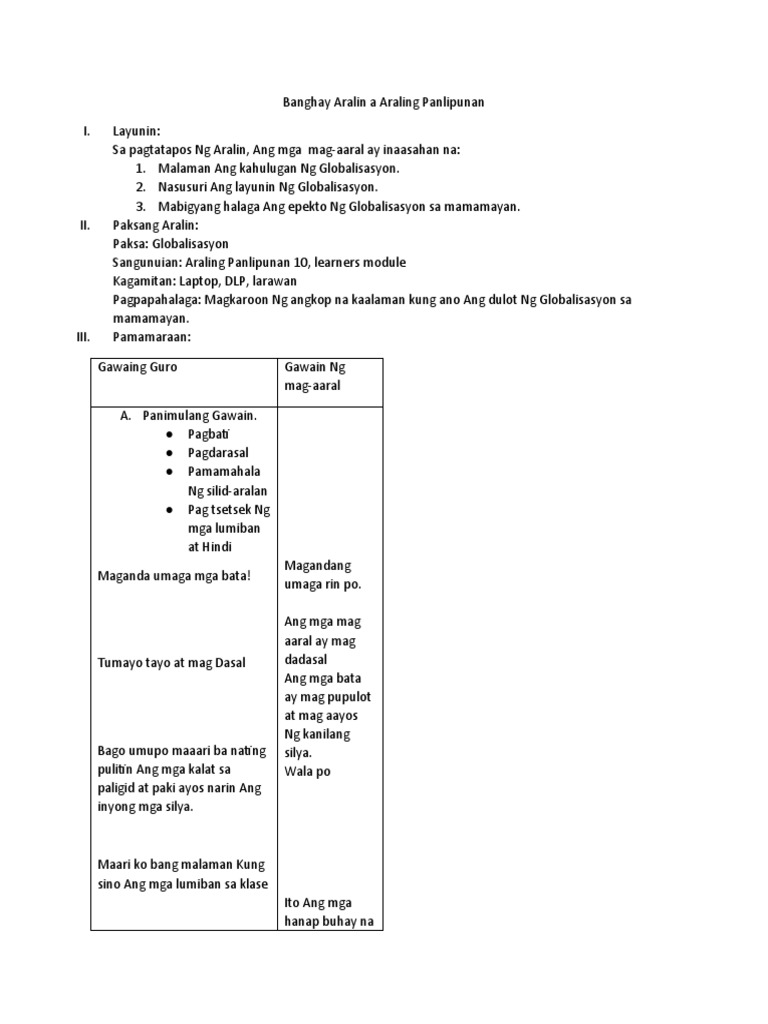 Lesson Plan, Globalization | PDF