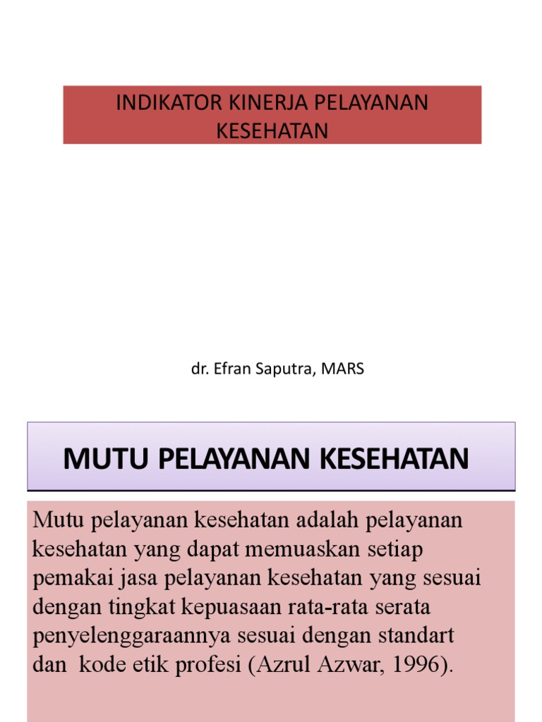 Indikator Kinerja Pelayanan Kesehatan Pdf