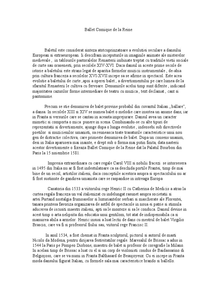 Ballet Comique de La Reine | PDF