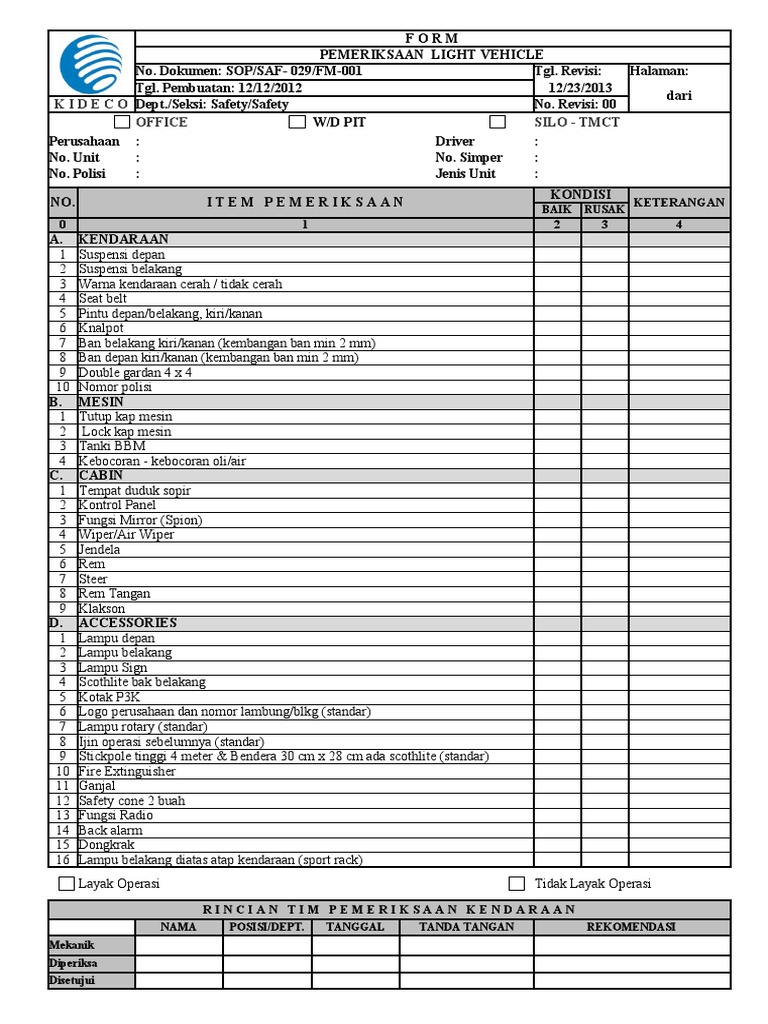 Form Pemeriksaan LV-002 (Adm) Pt. SPP | PDF