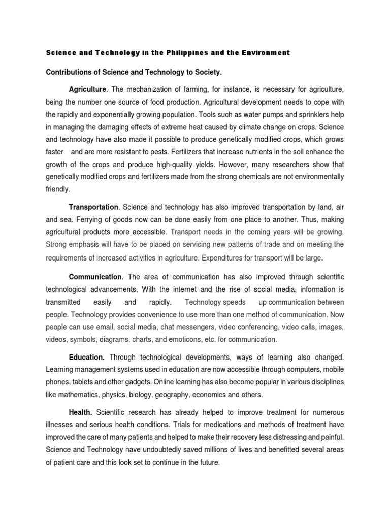 Science and Technology in The Philippines and The Environment | PDF
