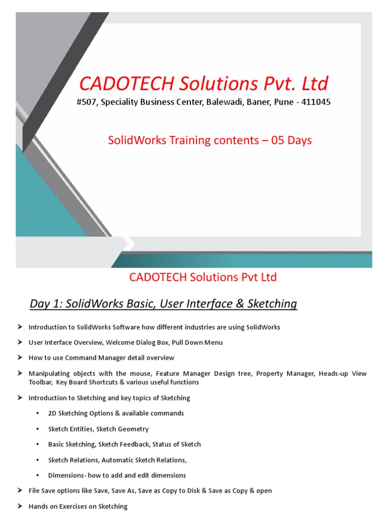 SolidWorks Training Contents - 05 Days | PDF | Sheet Metal | Metal ...