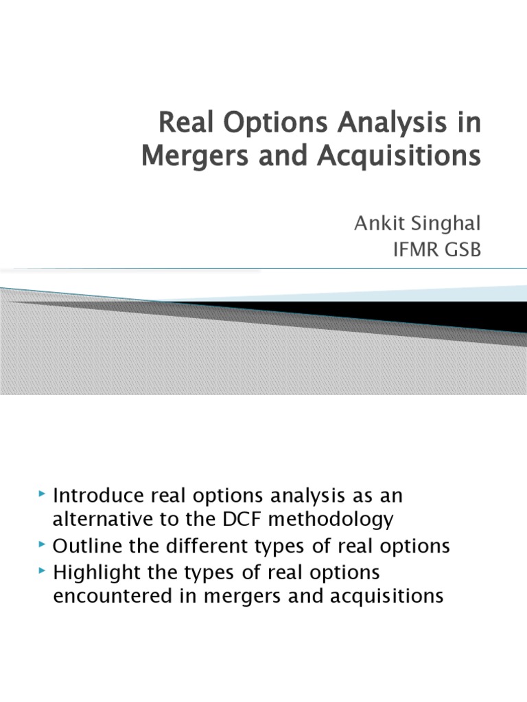 Real Options Analysis in Mergers and Acquisitions | PDF | Option ...