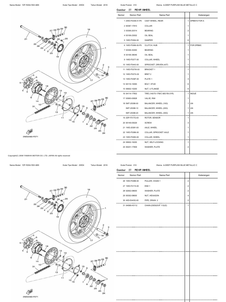 Yzf-R25a R25 Abs Rear Wheel | PDF | Automotive Technologies | Vehicle ...