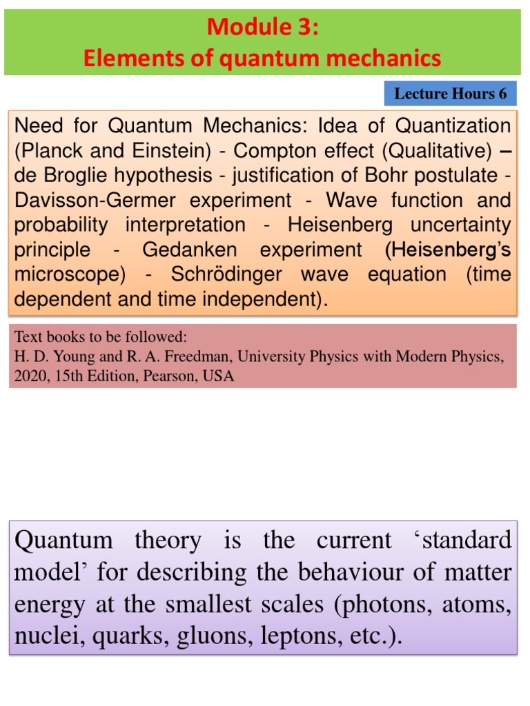 Module 3 Elements of Quantum Mechanics | PDF | Quantum Mechanics ...