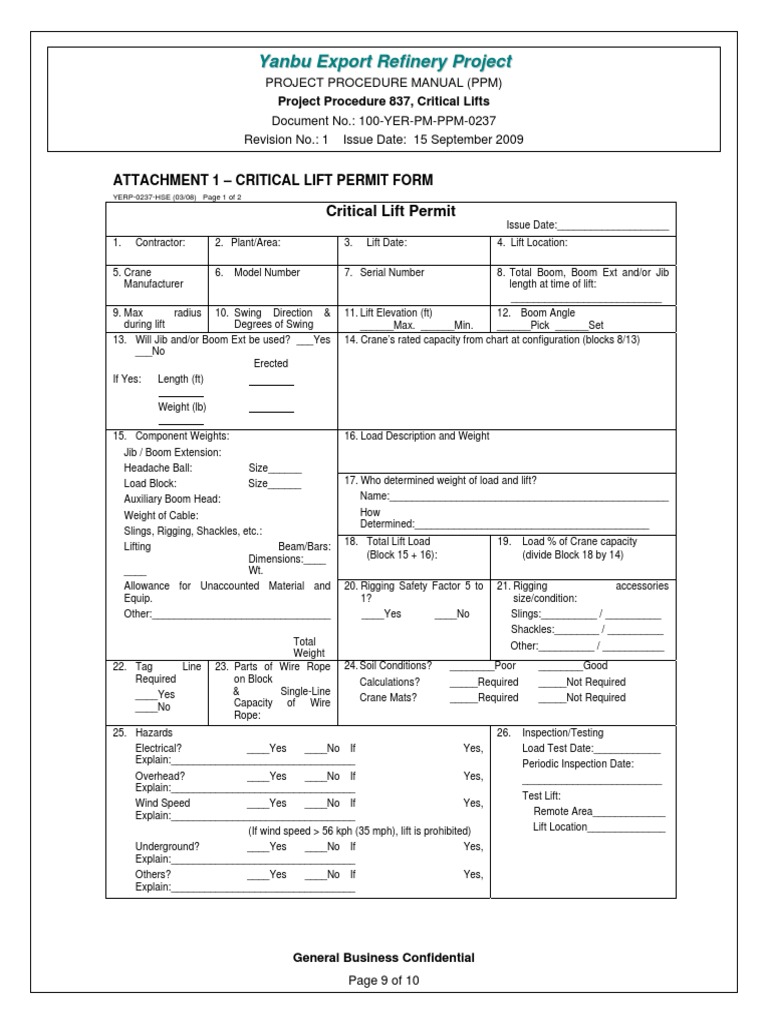 Critical Lift Plan | PDF | Crane (Machine) | Elevator