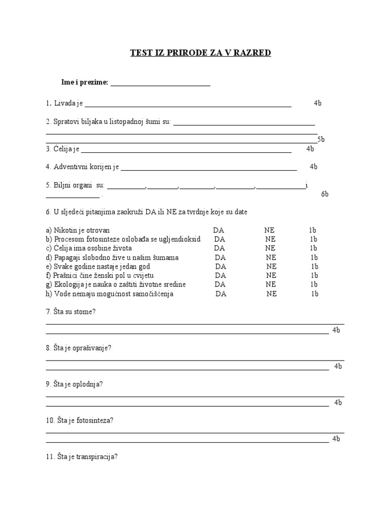 Test 5 Kraj | PDF