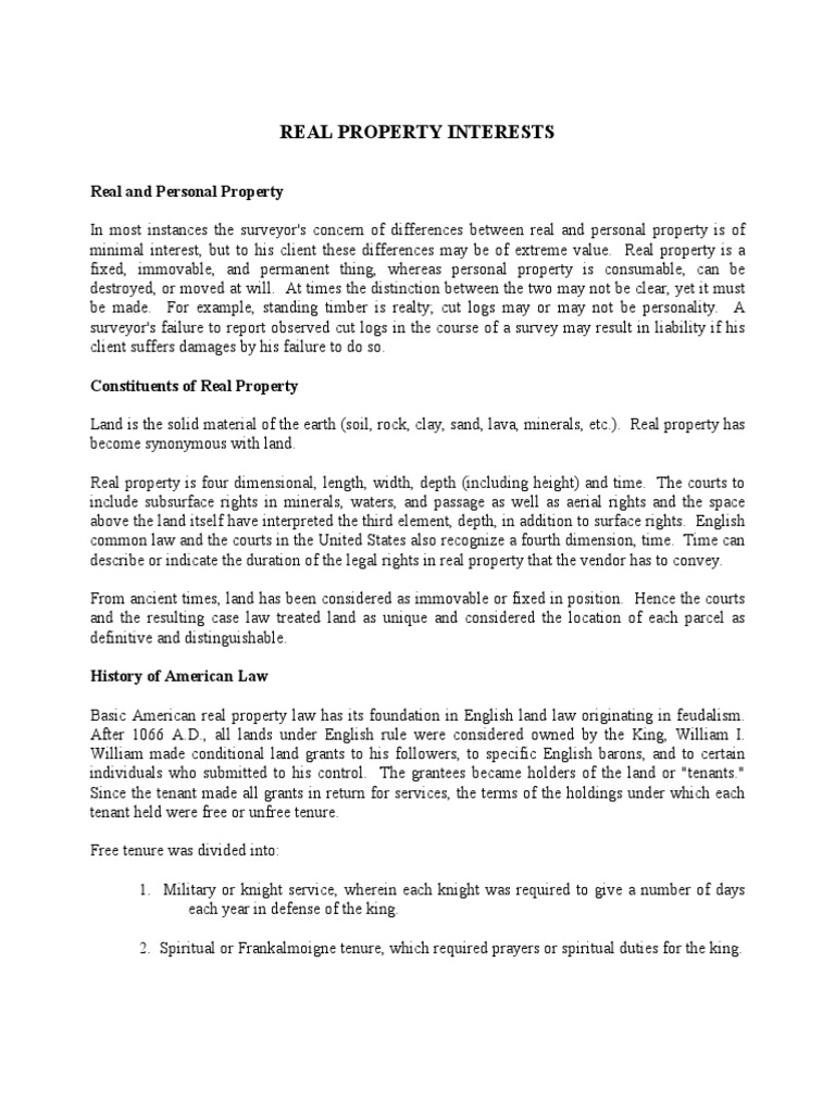 Real Property Interests | PDF | Fee Simple | Easement