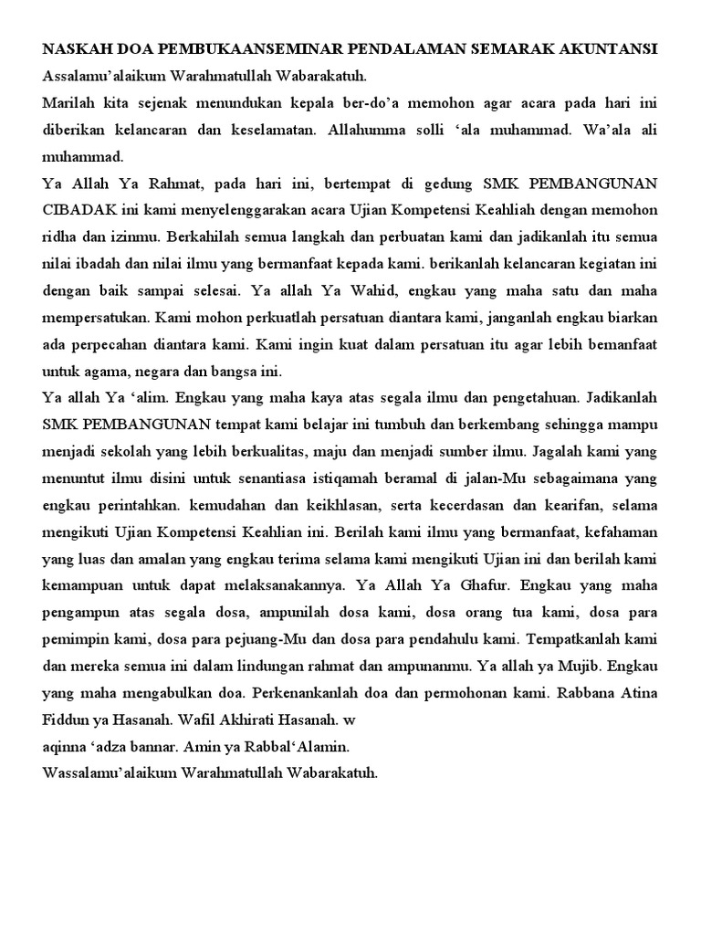 Naskah Doa Pembukaan | PDF