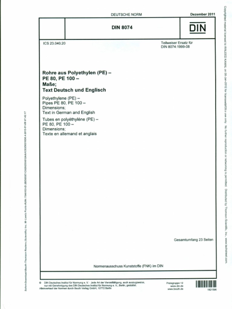 Din 8074 - 2011 | PDF