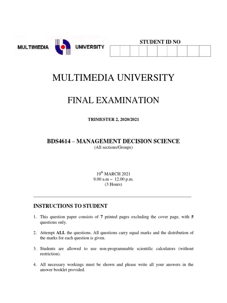 Mds Past Year | PDF | Mathematical Optimization | Mathematical And ...