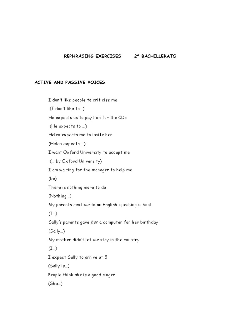 Rephrasing Exercises for Students | PDF
