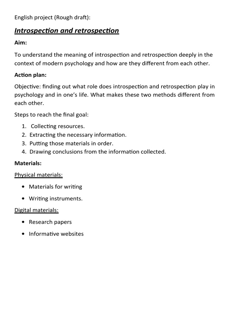 Introspection and Retrospection | PDF | Thought | Psychology