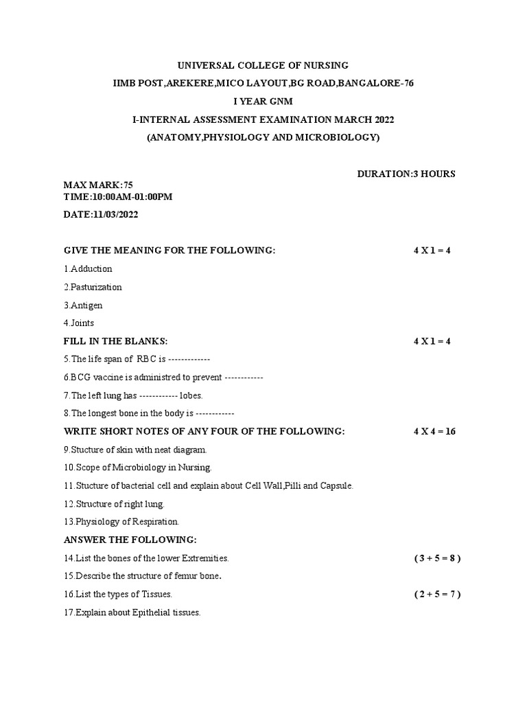 New GNM Question Paper | PDF
