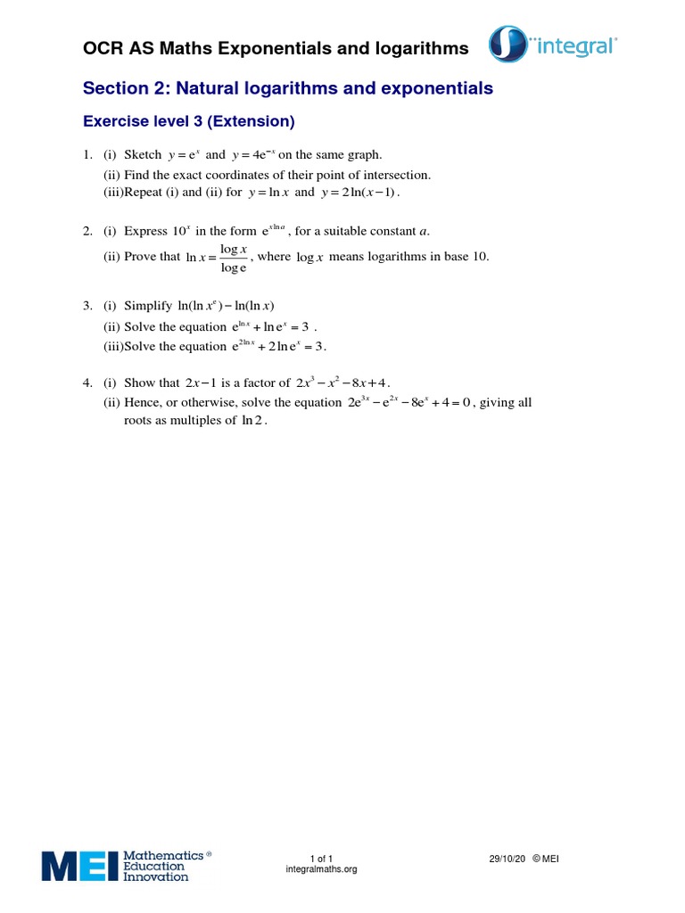 Natural Log Extension | PDF