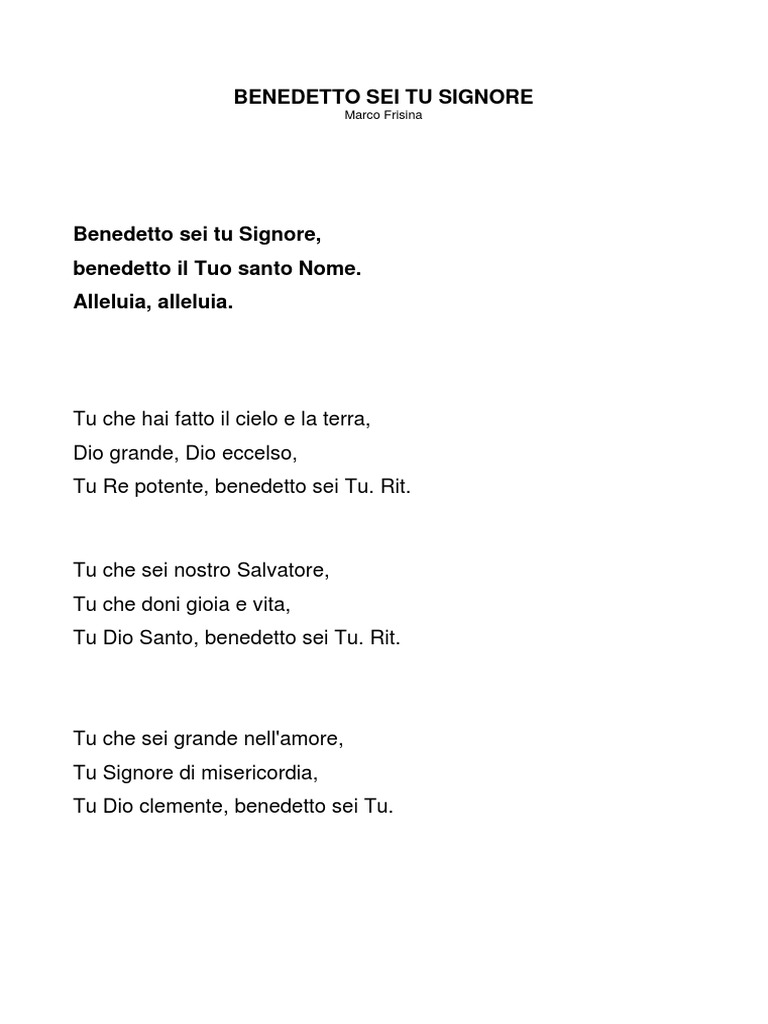 Benedetto Sei Tu Signore | PDF