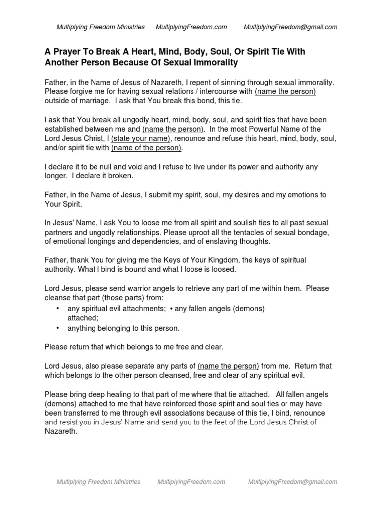 A Prayer To Break A Soul Tie Spirit Tie | PDF | Jesus | Soul
