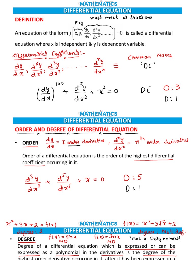Differential Equations Lec 1 | PDF | Polynomial | Equations