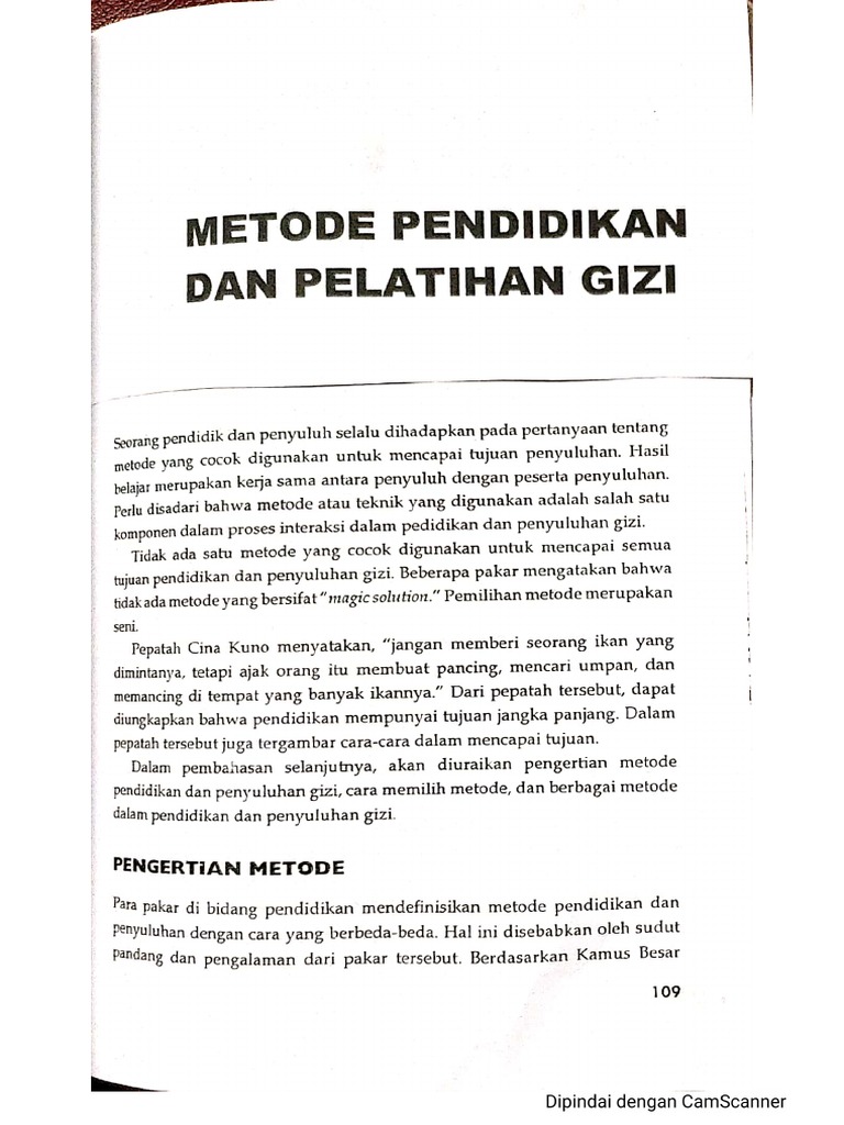 Materi Pertemuan 7 MK Diklat Gizi Tentang Metode Pendidikan Dan Pelatihan Gizi | PDF