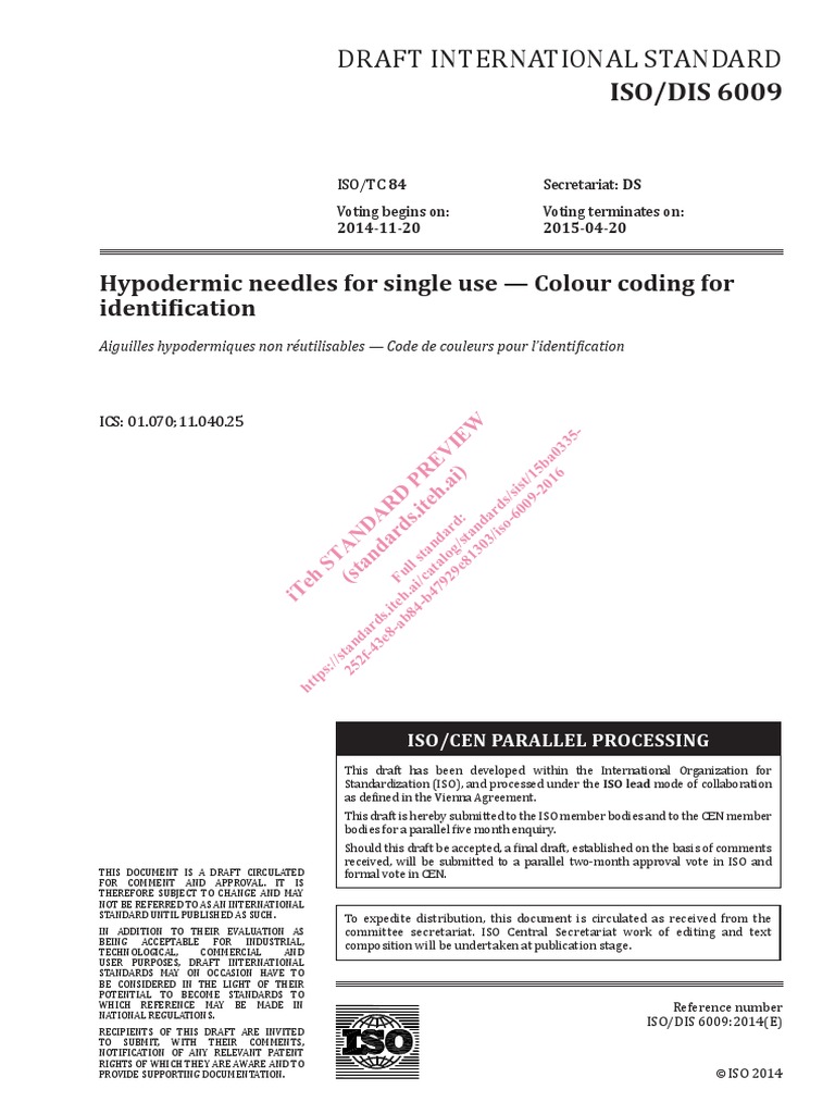 ISO 6009 2016 Needle Color | PDF | International Organization For Standardization