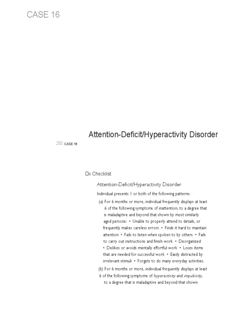 The Case Of Billy Pdf Attention Deficit Hyperactivity Disorder