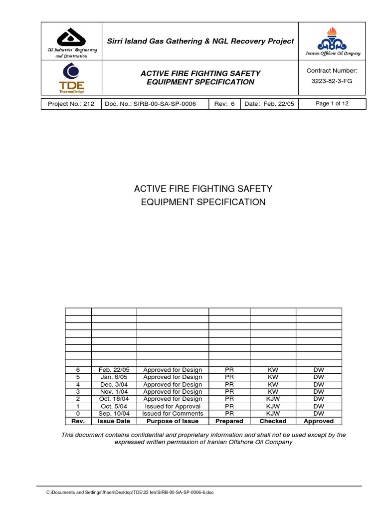 Active Fire Fighting Equipment Specs | PDF | Valve | Fire Sprinkler System