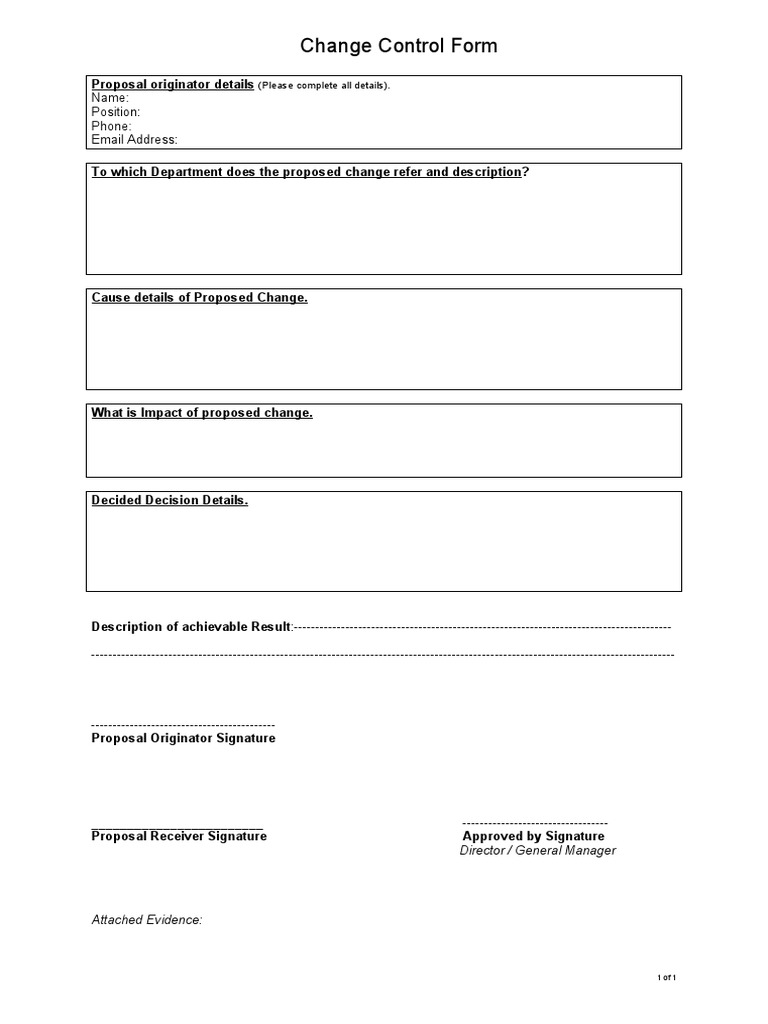 Change Control Form | PDF